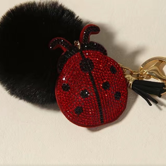Accessories | Ladybug Bag Charm Black Pom Pom Nwt | Poshmark